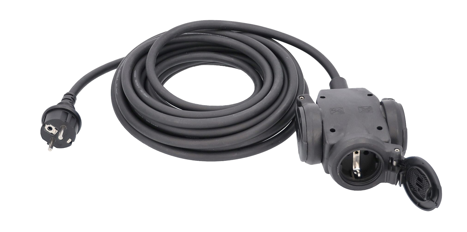 Schwabe Verlengkabel Neopreen 230V/16A IP44 H07RN-F 3G1,5 zwart 4,5m 3 ...